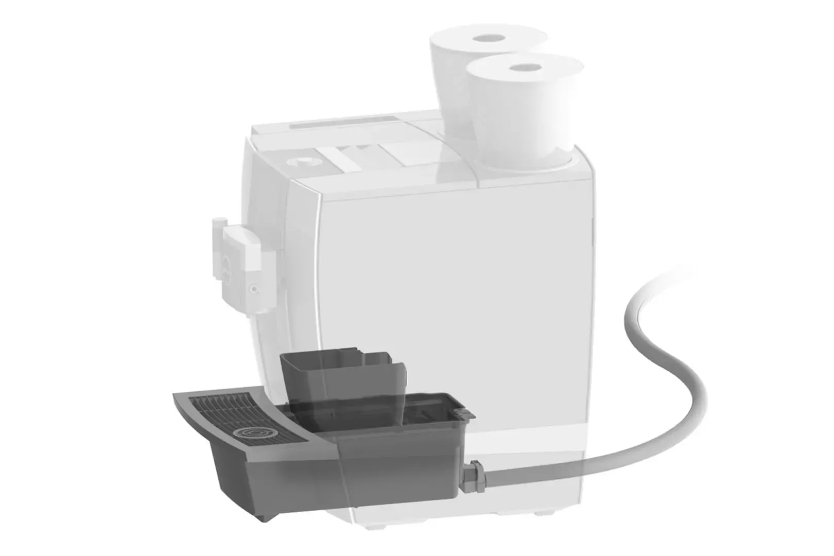 De afvoer voor koffieresidu en restwater is een set speciaal voor de G